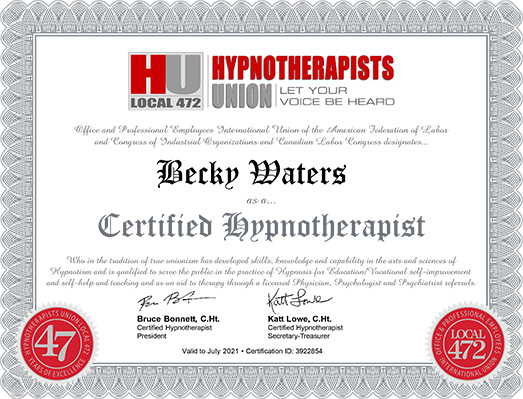 Becky Waters | Therapeutic Hypnosis, Imagery, NLP, EFT, Mindfulness